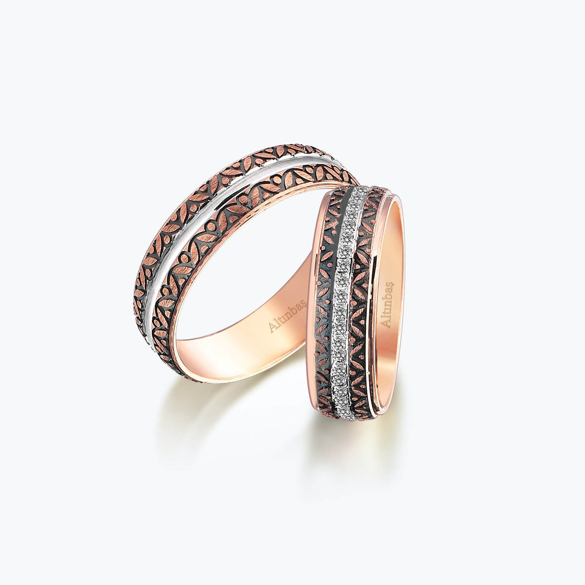 Couple Gold Wedding Band Set AL0216-C | Altınbaş