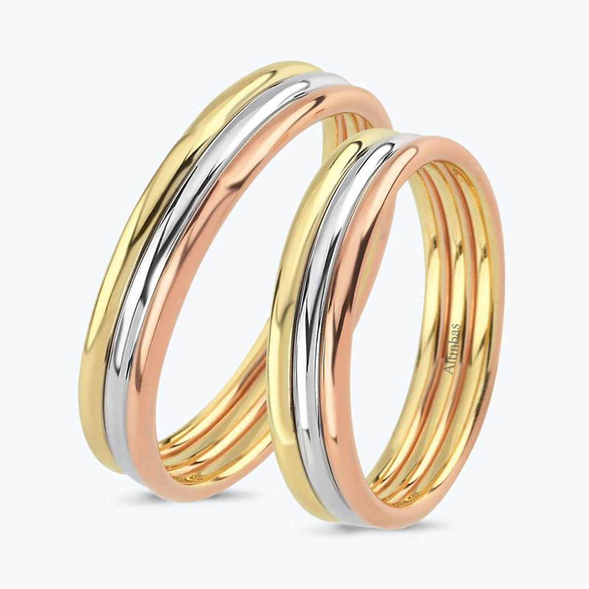 Couple Gold Wedding Band Set AL0285-C | Altınbaş