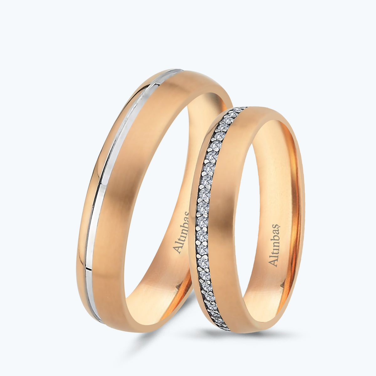 Couple Gold Wedding Band Set AL0328-C | Altınbaş