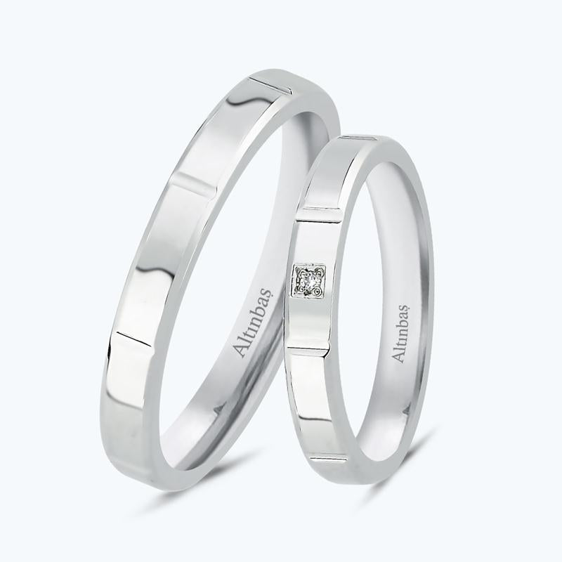 Couple Diamond Wedding Band Set AL0290-C | Altınbaş
