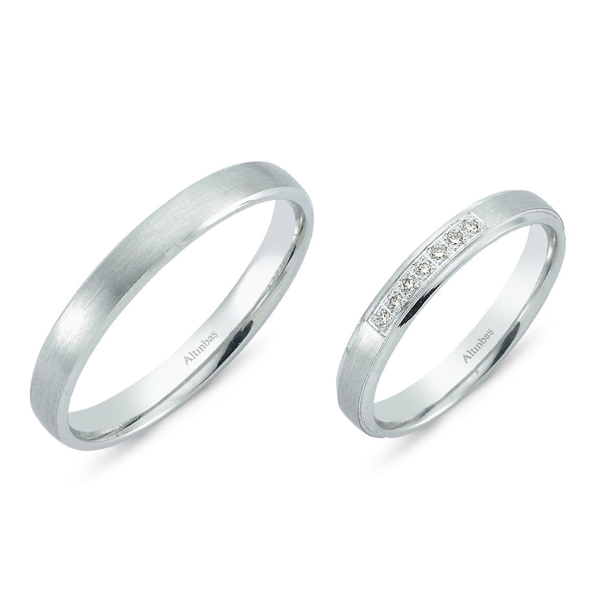 Couple Diamond Wedding Band Set D0200-C | Altınbaş