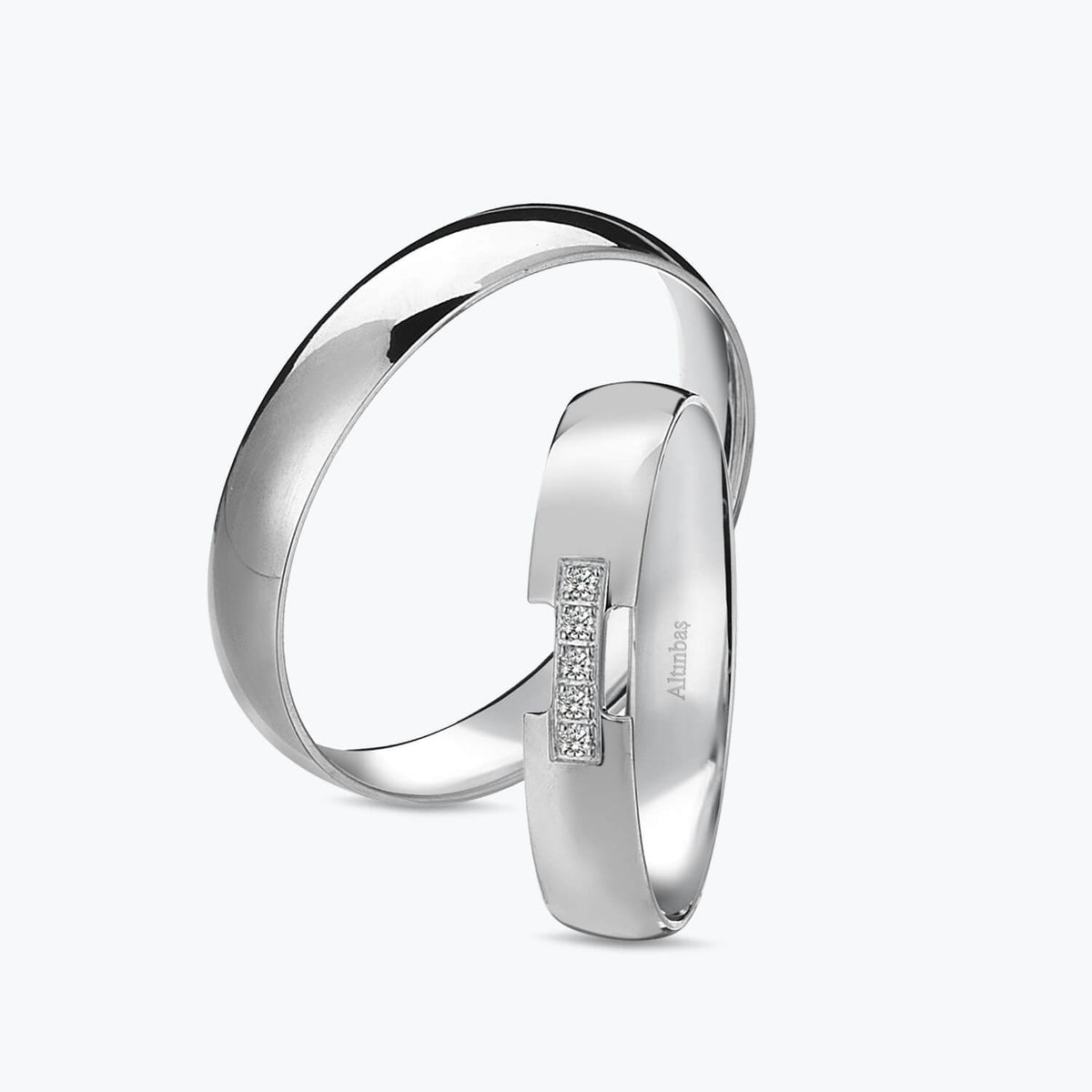 Couple Diamond Wedding Band Set D0210-C | Altınbaş