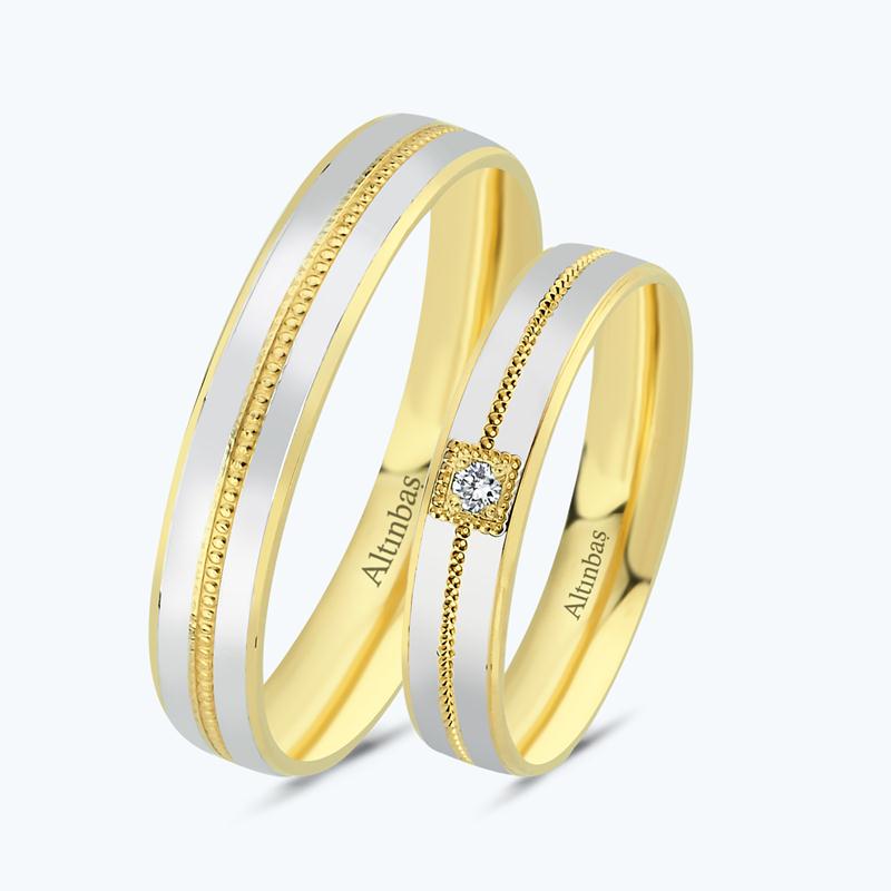 Couple Diamond Wedding Band Set D0224-C | Altınbaş
